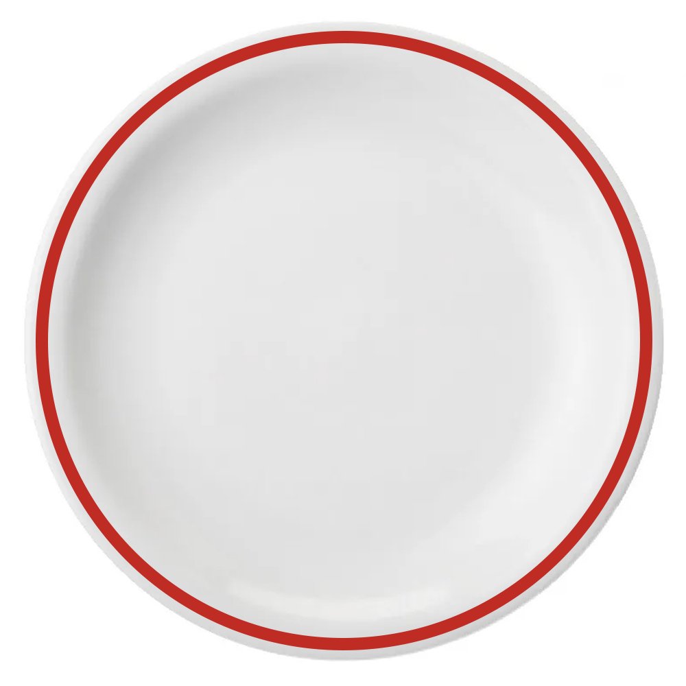 Casa da Porcelana - cod: 4046 - Color Prato Raso com Filete Vermelho ...
